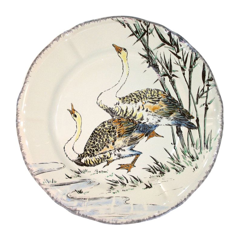 Assiette plate Héron Grands Oiseaux - Gien - Cristallerie de Paris